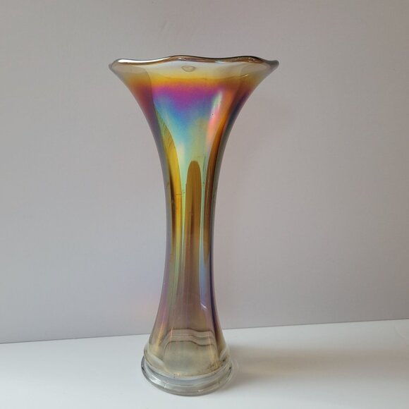 Accents | Vintage Imperial Smooth Panels Iridescent Glass Vase With ...